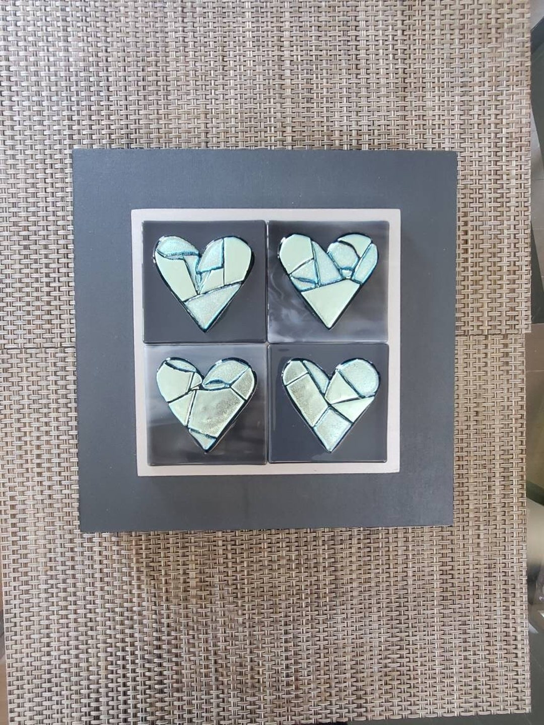 Silvers 4 Hearts Fused Dichroic Mosaic Glass Wall Art by Gary Levin ...
