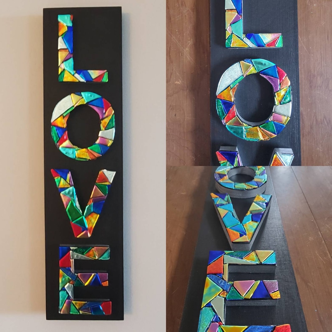 Fused Dichroic Glass Mosaic Love Wall Art - See Description for Details ...