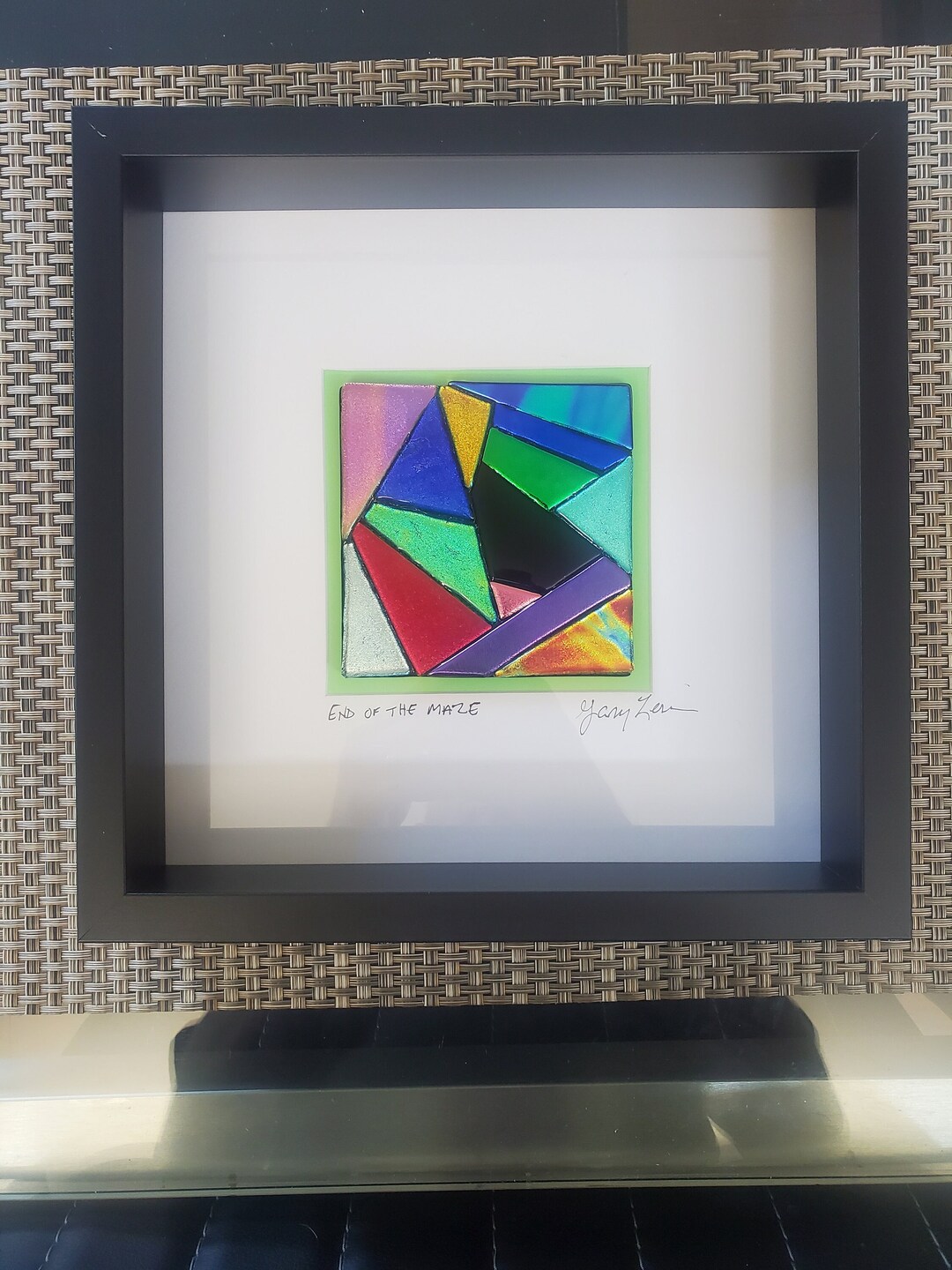 End of the Maze Series on Deep Black Frame - Multicolor Fused Dichroic ...