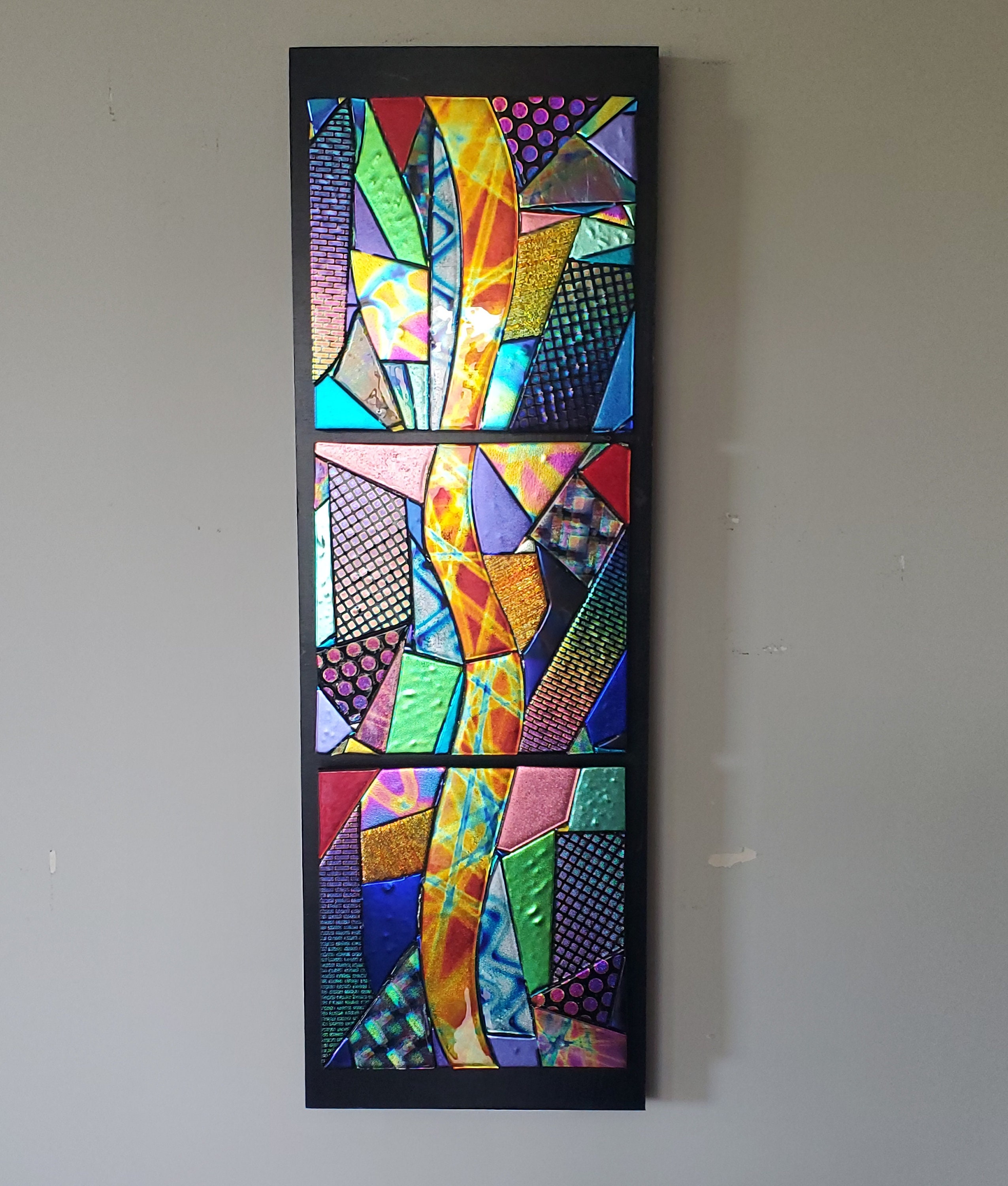 3 Piece Triptych Fused Glass Wall Art - Etsy