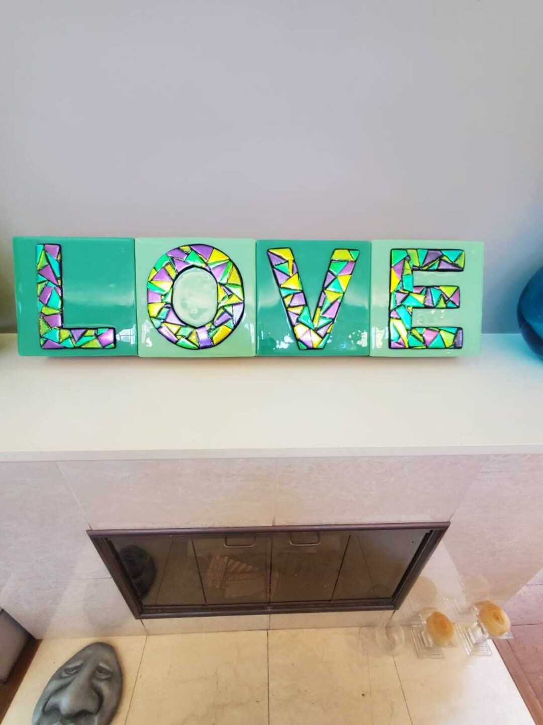 Fused Glass Mosaic Love Wall Art - See Description for Details - Etsy