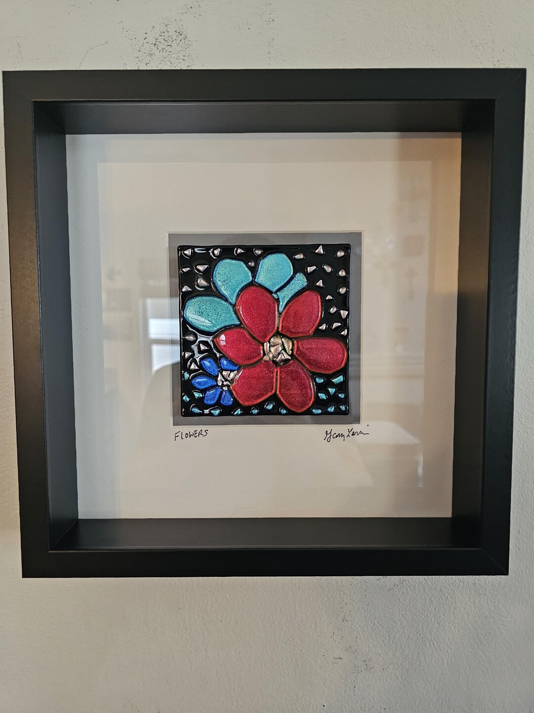 Multicolor Dichroic Glass Wall Art "flowers" by Gary Levin Glass # ...