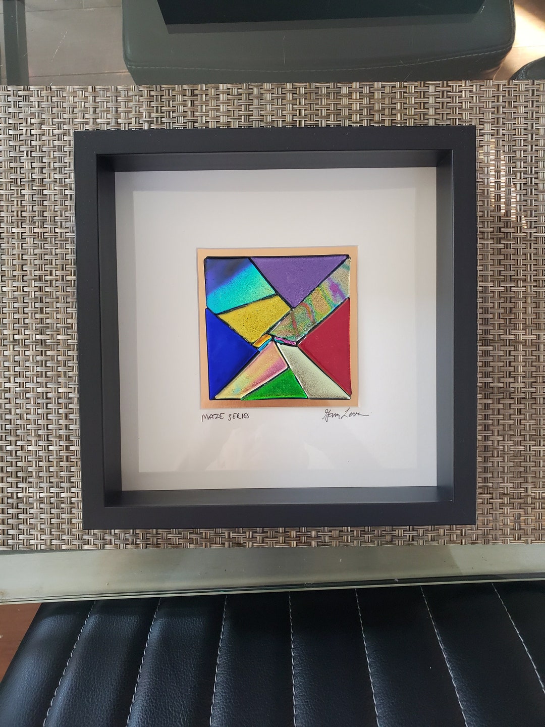 Maze Series on Deep Black Frame - Multicolor Fused Dichroic Glass Wall ...
