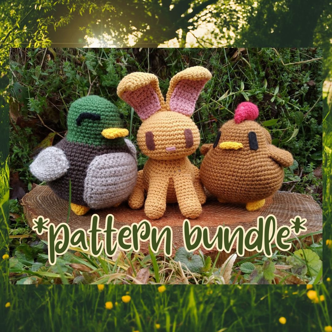 Coop Friends Amigurumi, Chicken, Duck, Rabbit, Crochet Pattern Bundle ...