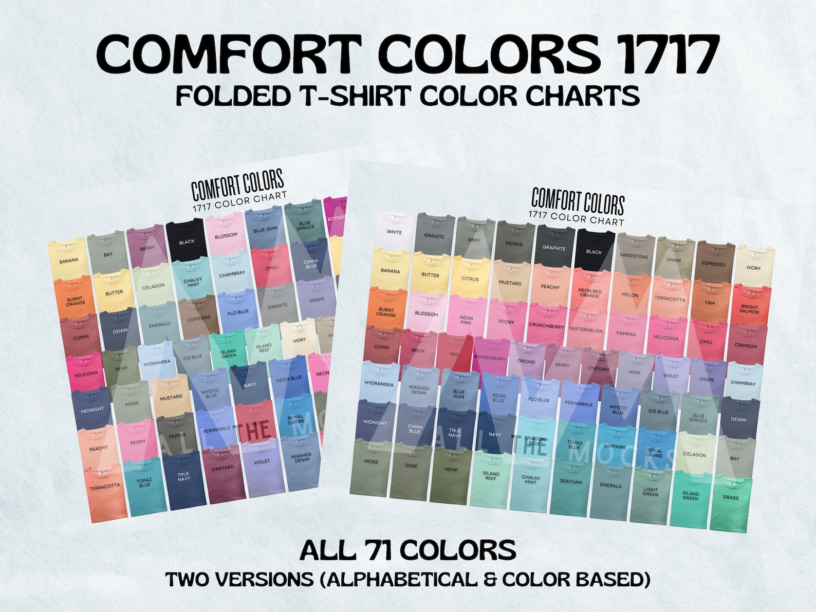 Comfort Colors 1717 Color Chart Digital File Color Chart for Comfort ...
