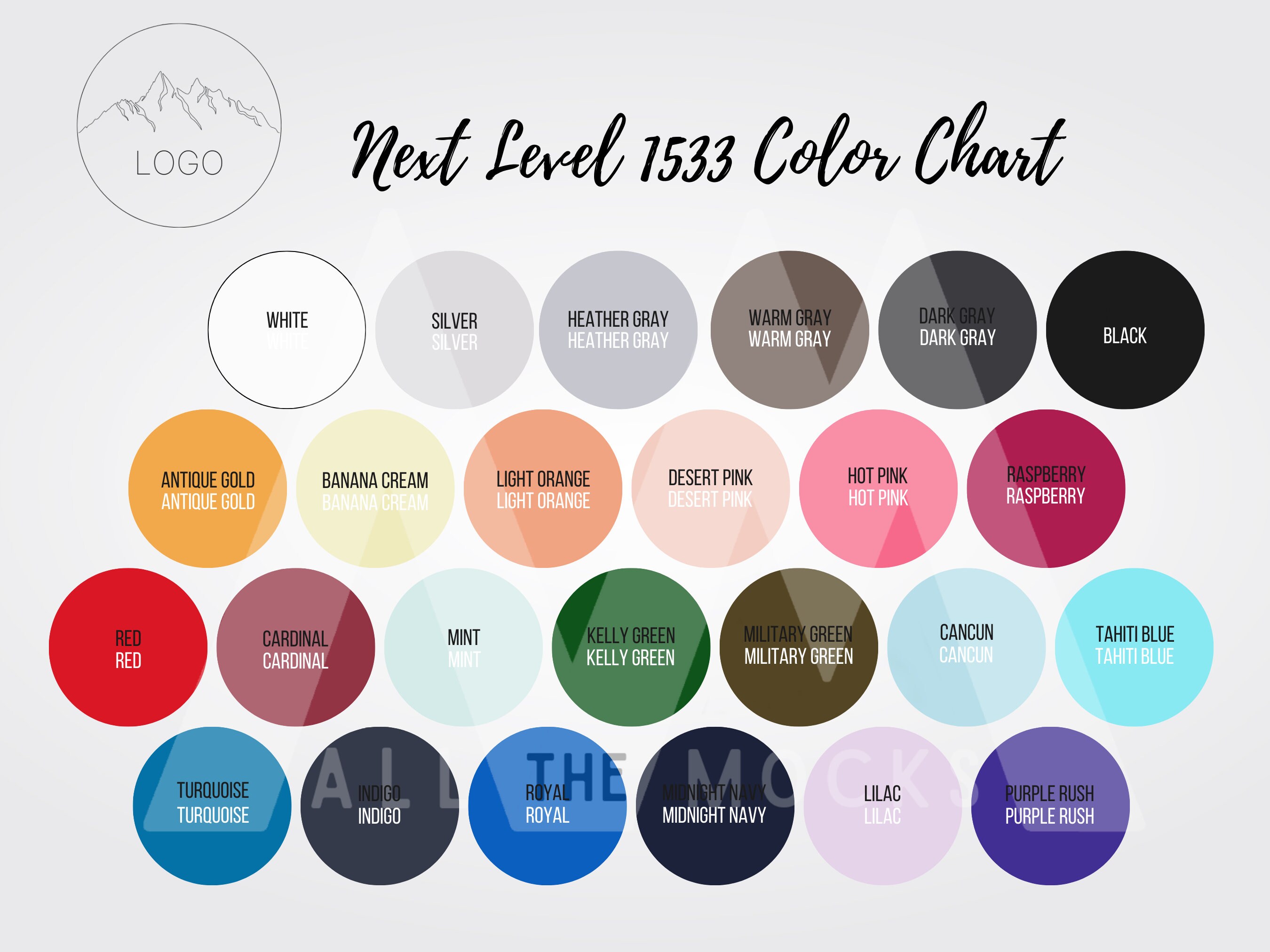 Editable Next Level 1533 Color Chart Digital File Color Chart for Next ...