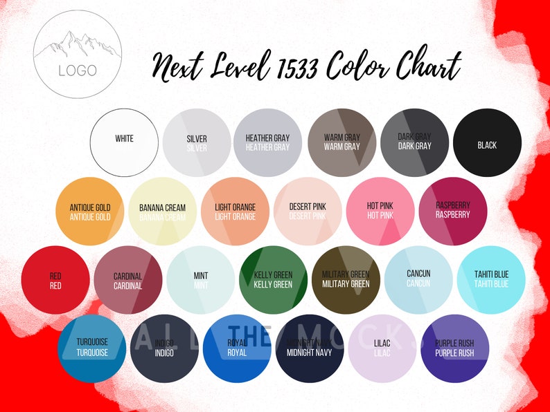 Editable Next Level 1533 Color Chart Digital File Color Chart for Next ...