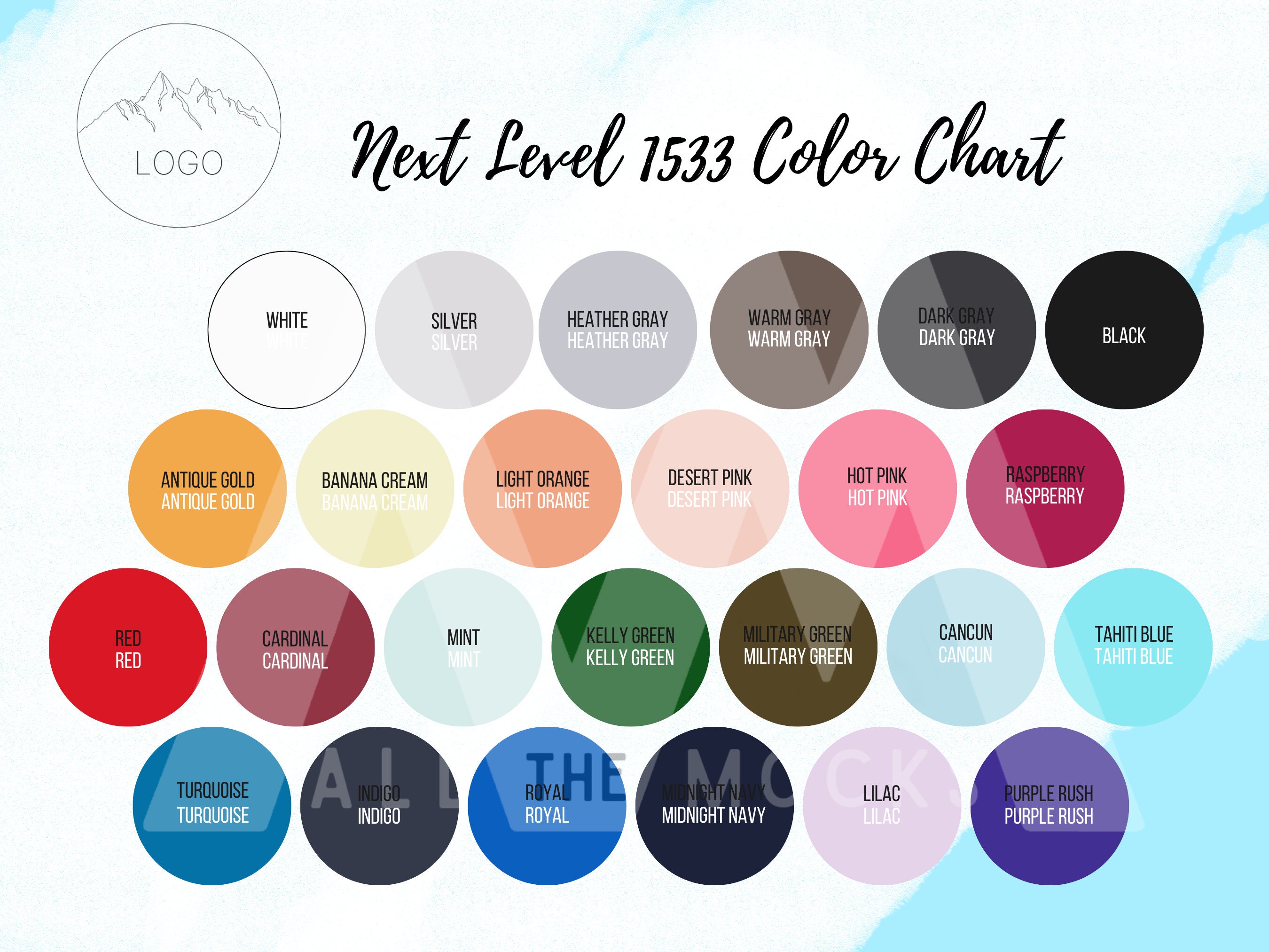 Editable Next Level 1533 Color Chart Digital File Color Chart for Next ...