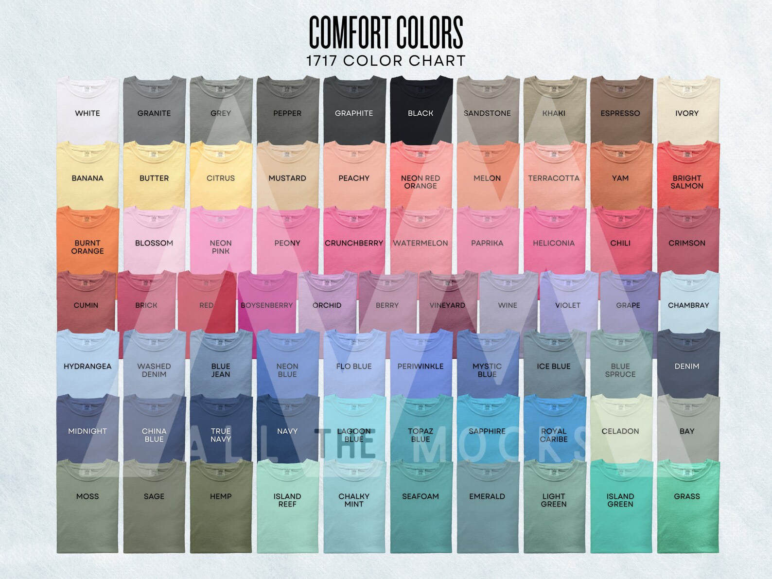 Comfort Colors 1717 Color Chart Digital File Color Chart for Comfort ...