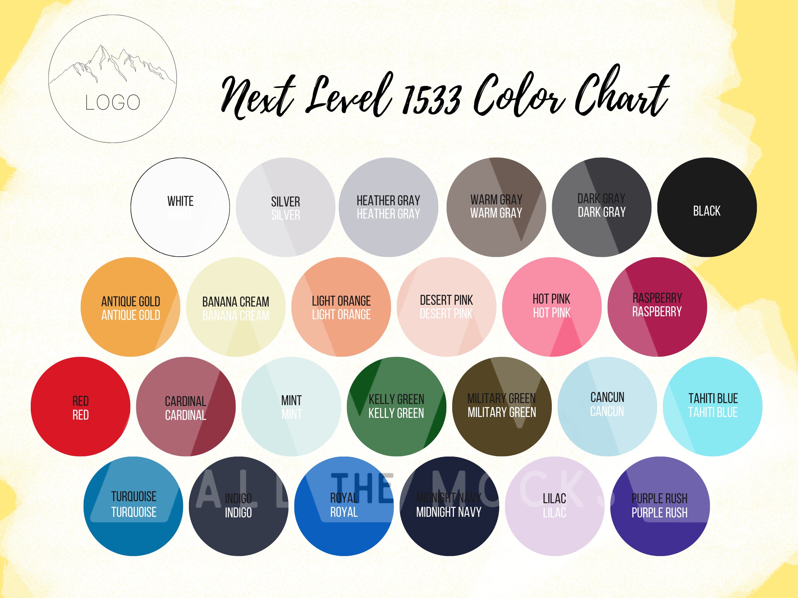Editable Next Level 1533 Color Chart | Digital File Color Chart for ...