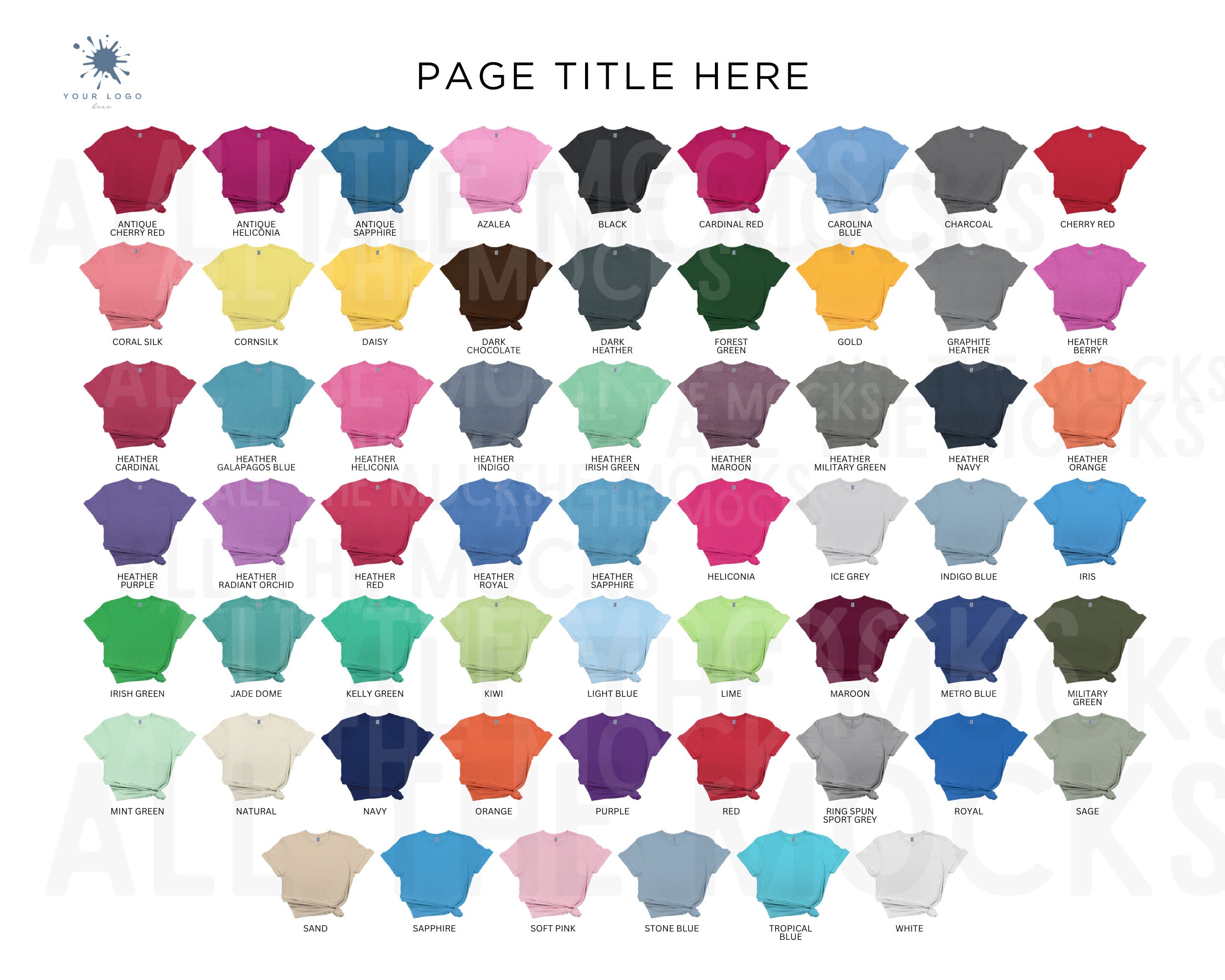 Gildan 64000 Editable Color Chart Bundle Digital File Color Charts ...