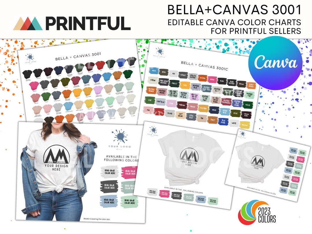 Bella and Canvas Editable Canva Color Chart for Printful Sellers ...
