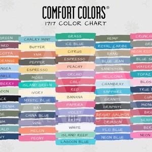 Editable Comfort Colors 1717 Color Chart | Digital File Color Chart for ...