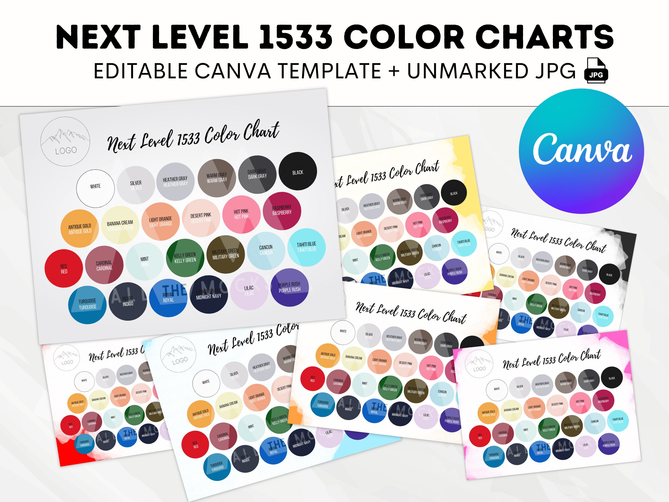 Editable Next Level 1533 Color Chart | Digital File Color Chart for ...