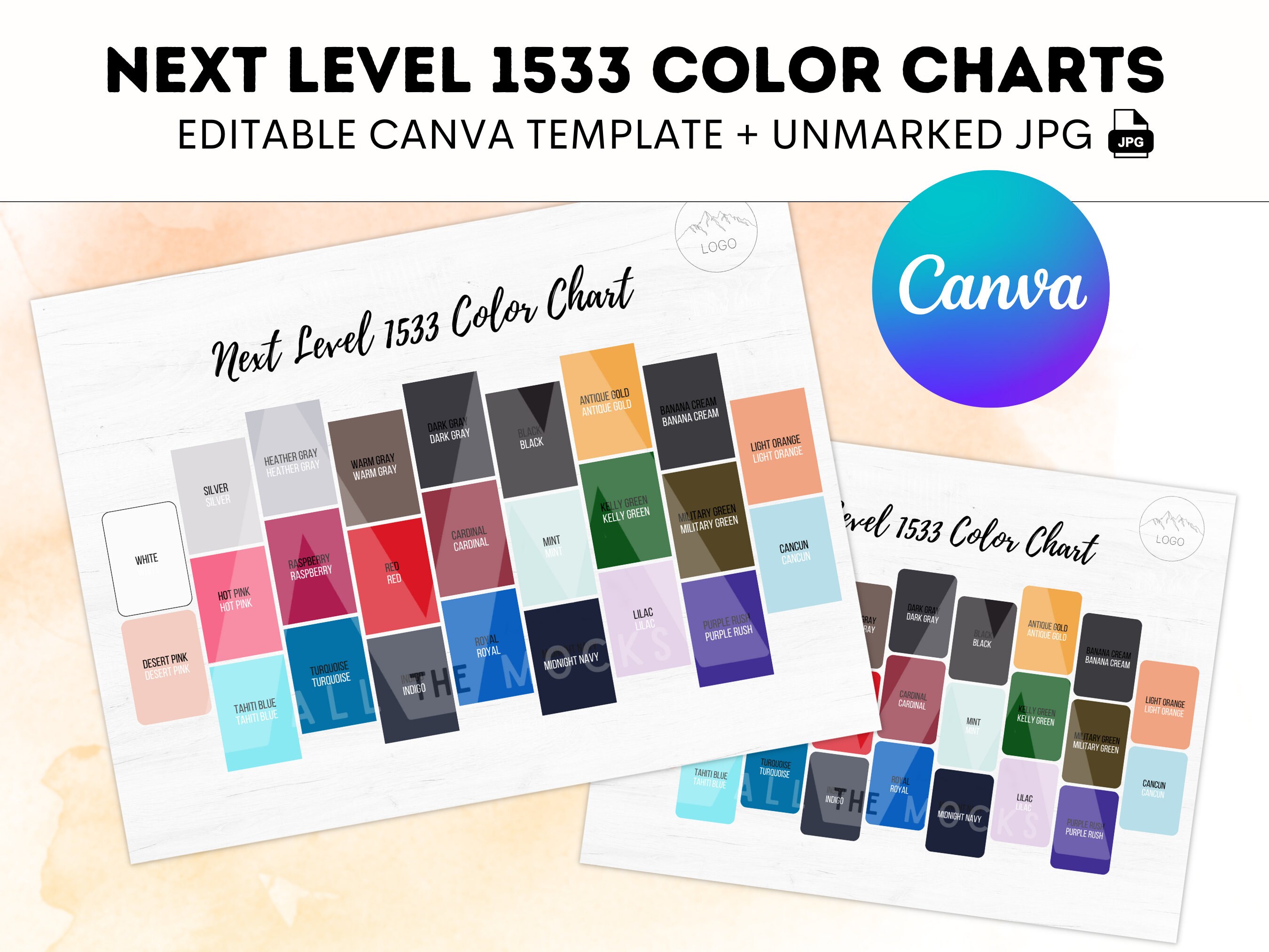 Editable Next Level 1533 Color Chart | Digital File Color Chart for ...