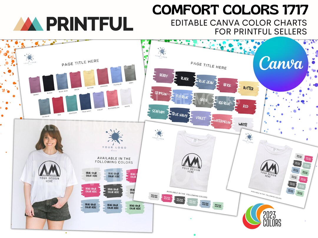 Comfort Colors 1717 Editable Canva Color Chart for Printful Sellers ...