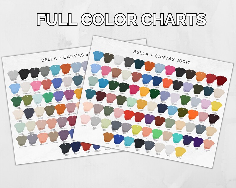 Bella Canvas 3001 Editable Color Chart Bella Canvas - Etsy