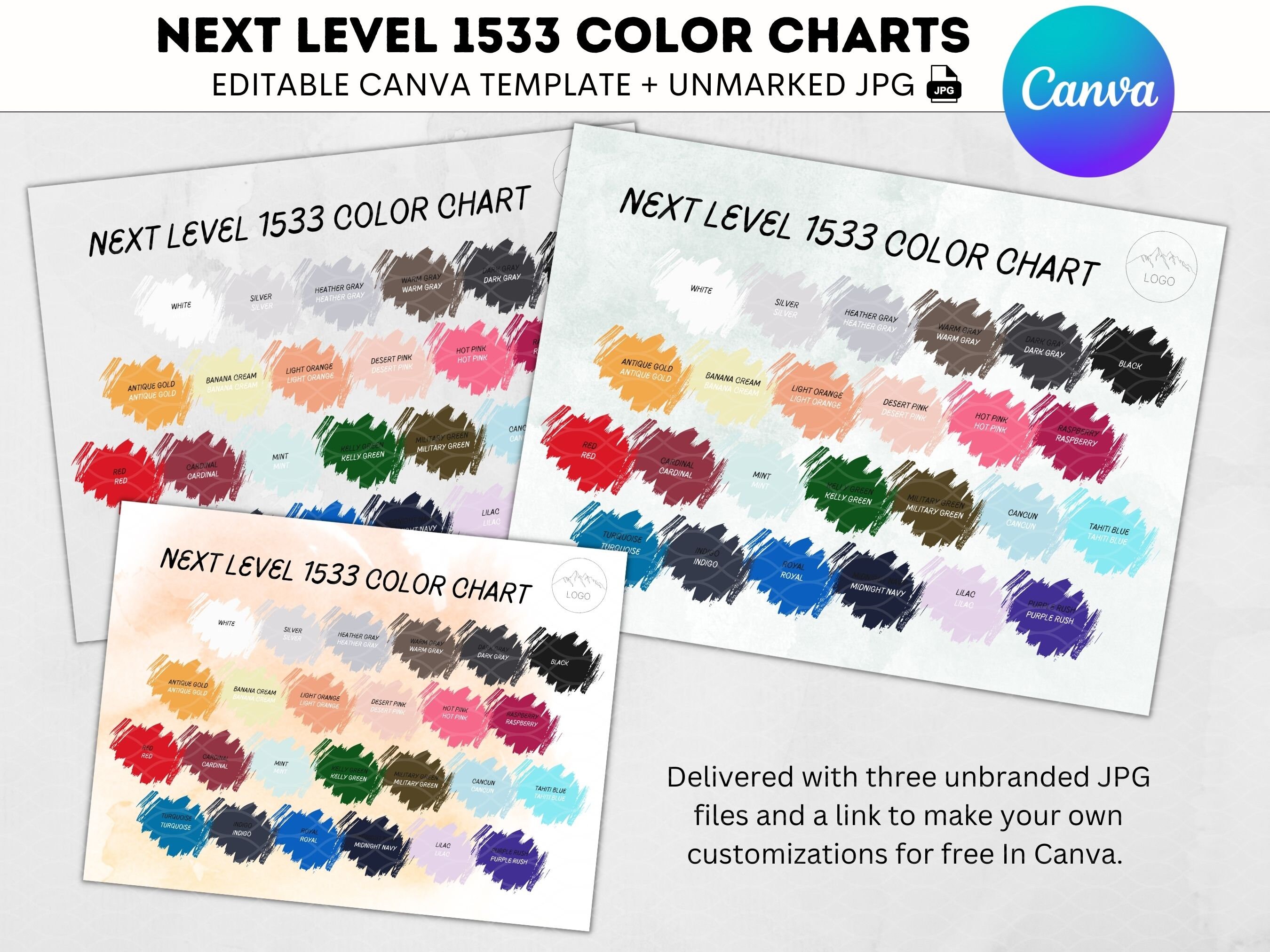 Editable Next Level 1533 Color Chart | Digital File Color Chart for ...