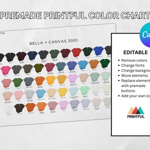 Bella Canvas 3001 Editable Color Chart Bella Canvas - Etsy
