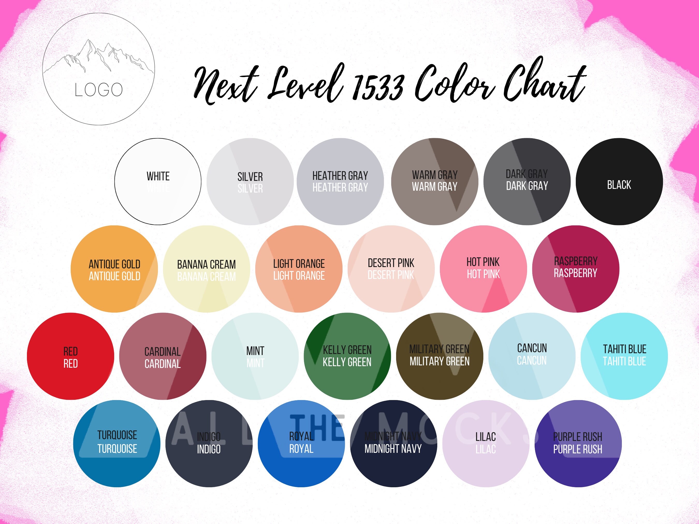Editable Next Level 1533 Color Chart Digital File Color Chart for Next ...