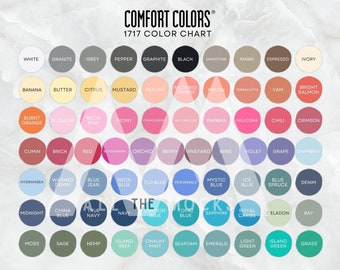 Comfort Colors 1717 Color Chart | Digital File Color Chart for Comfort ...