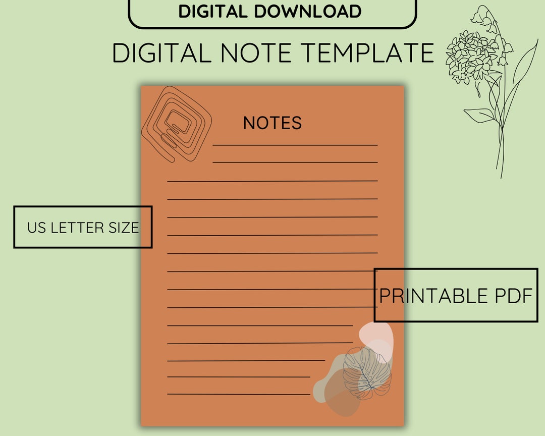 Note Taking Digital Templates, Trendy Note Templates, Organized Digital ...