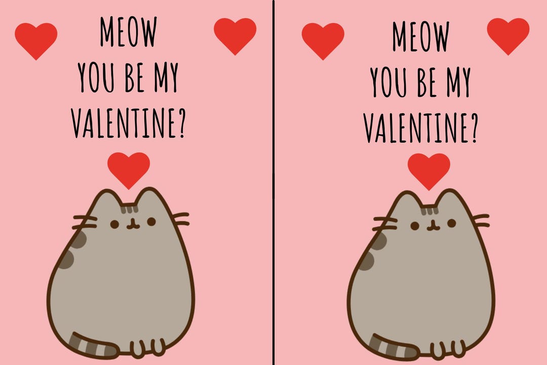 Pusheen Valentine Cards Printables - Etsy