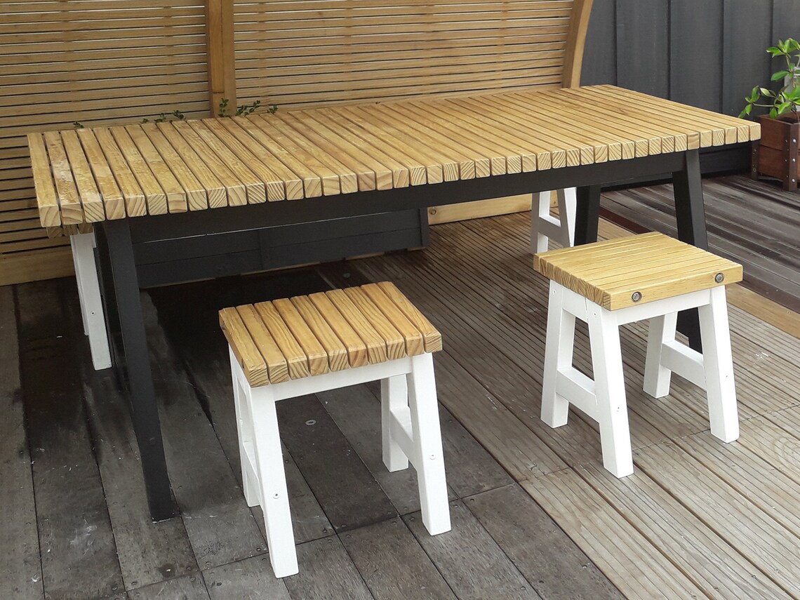 Plans for an Outdoor Table Setting With Matching Seats - Etsy