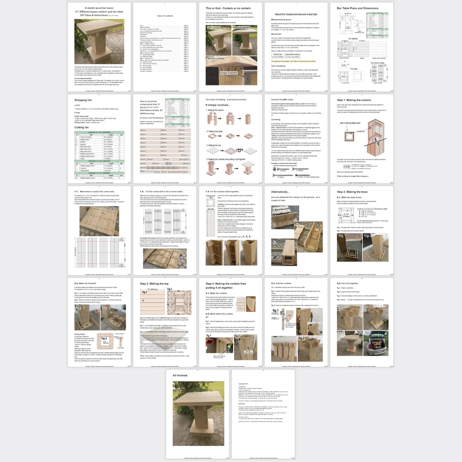 DIY Outdoor Bar Table Plans: 33" Square Wood Leaner (PDF) - Etsy