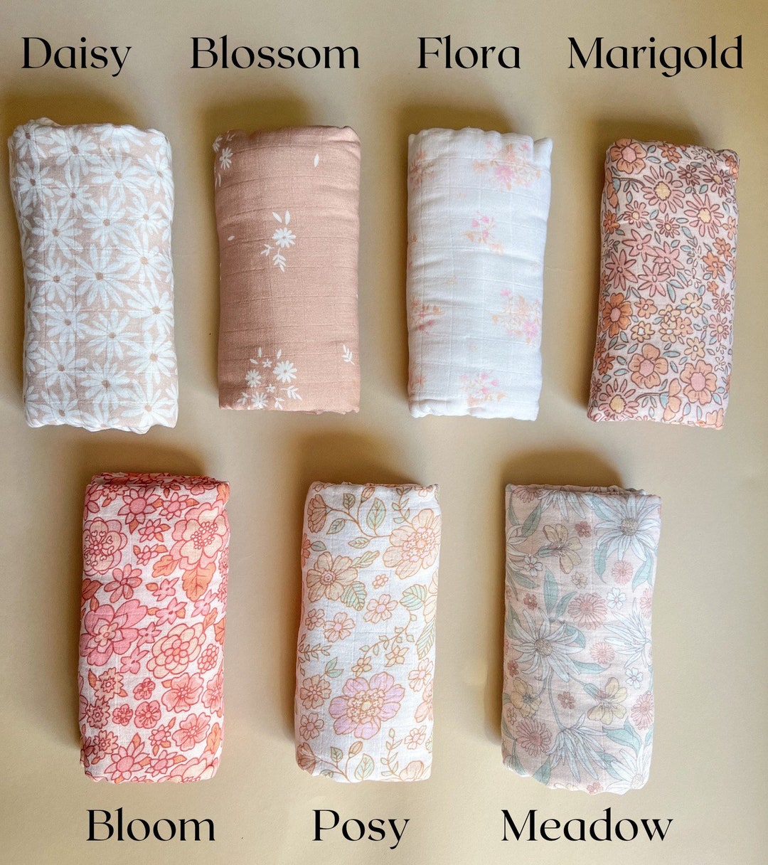 FLOWER BABY SWADDLE, Organic Cotton Muslin Swaddle, Floral Muslin ...