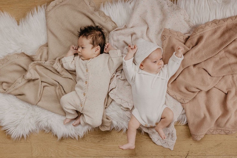 BABY KNIT BLANKET Cotton Baby Blanket Neutral Baby Blanket - Etsy
