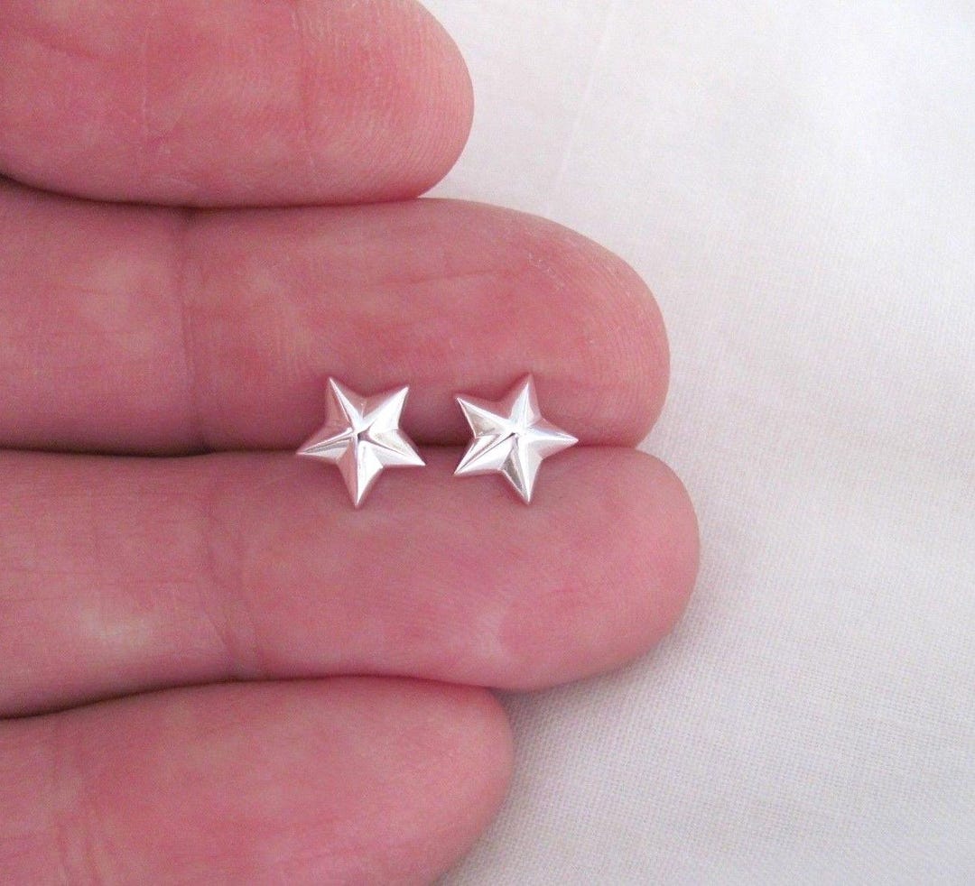 Sterling Silver 7mm Raised Star Post Stud Earrings. - Etsy