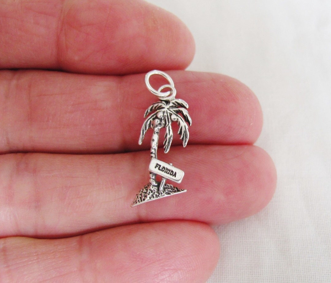 Solid Sterling Silver Florida Palm Tree Charm (brand New) - Etsy