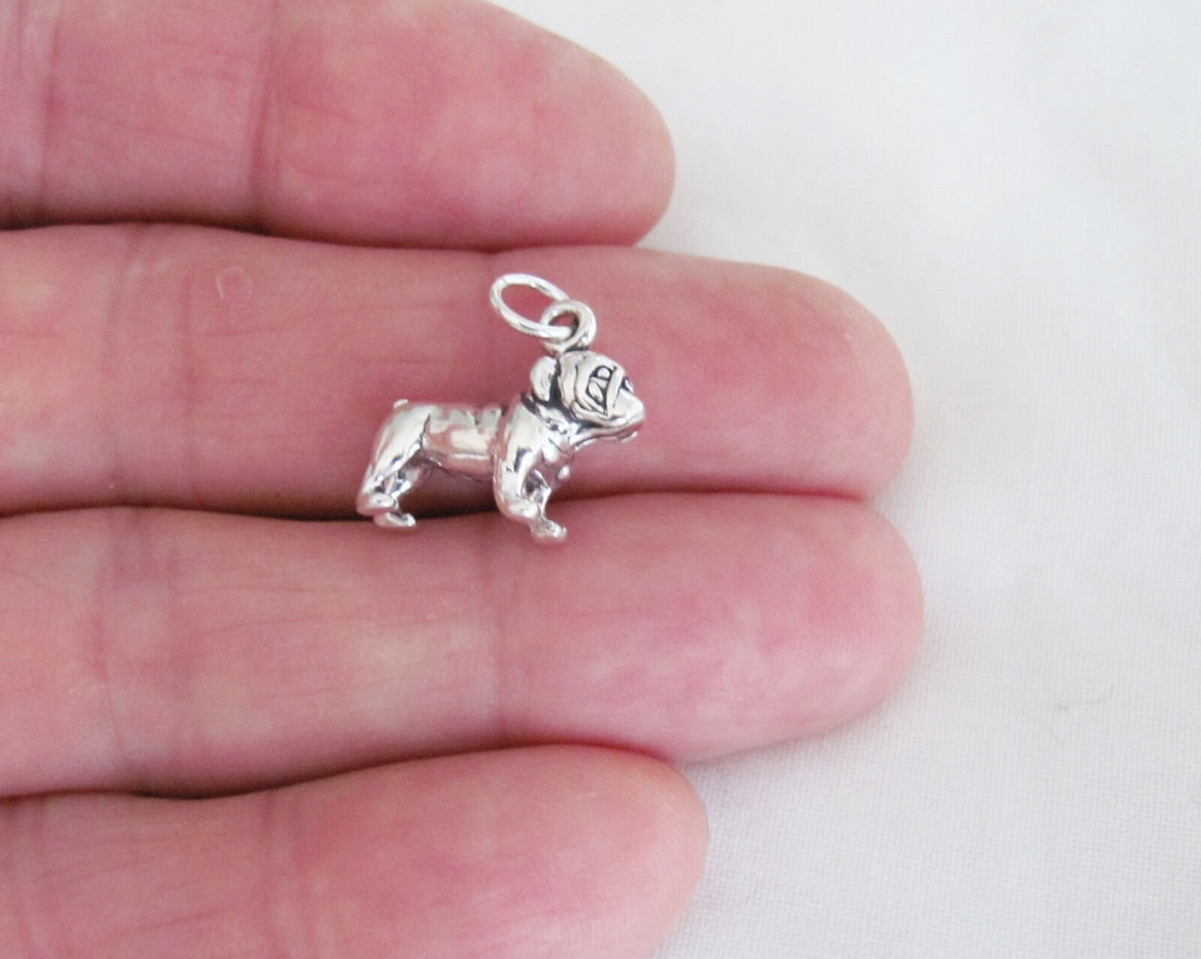 Solid Sterling Silver 3d Bulldog Dog Charm (brand-new) (brand New) - Etsy