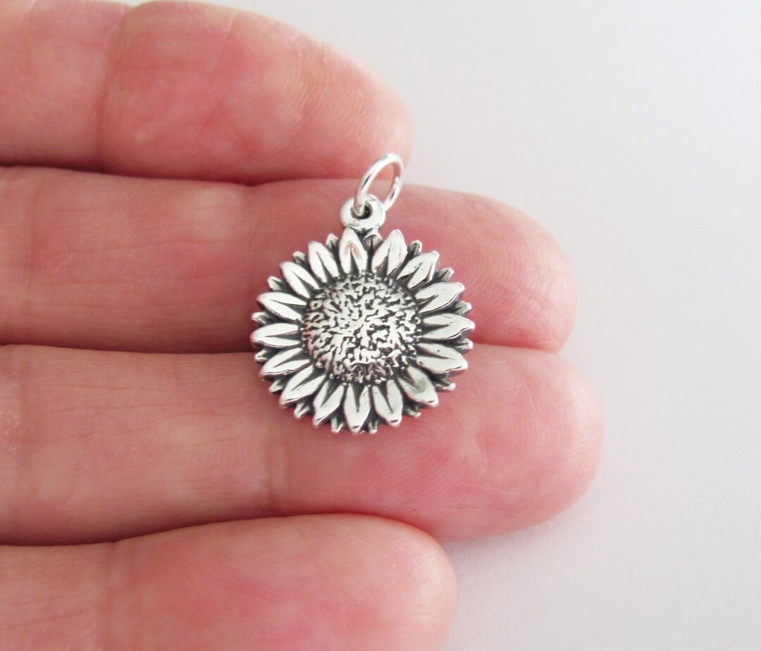 Solid Sterling Silver Sunflower Charm (brand New) - Etsy