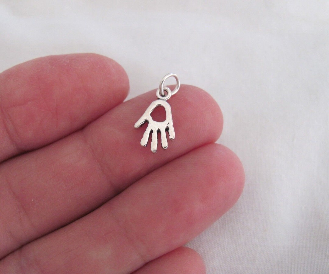 Very Small Solid Sterling Silver Hand Mini Tiny Charm. (brand New) - Etsy