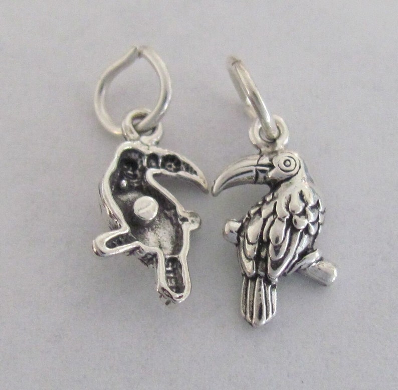 Very Small Solid Sterling Silver Toucan Bird Mini Tiny Charm (brand New ...