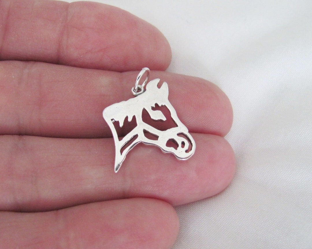 Solid Sterling Silver Horse Head Outline Charm (brand-new) (brand New ...
