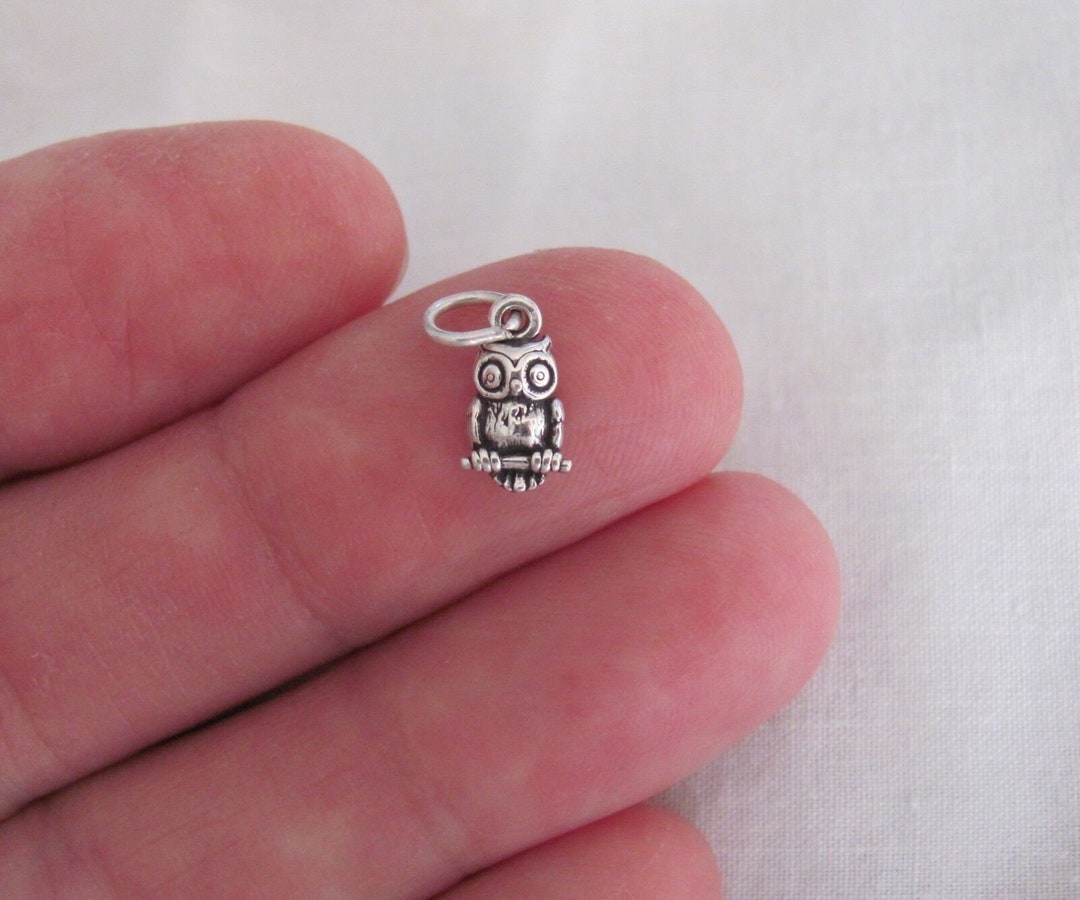 Very Small Solid Sterling Silver Owl Mini Tiny Charm. (brand New) - Etsy