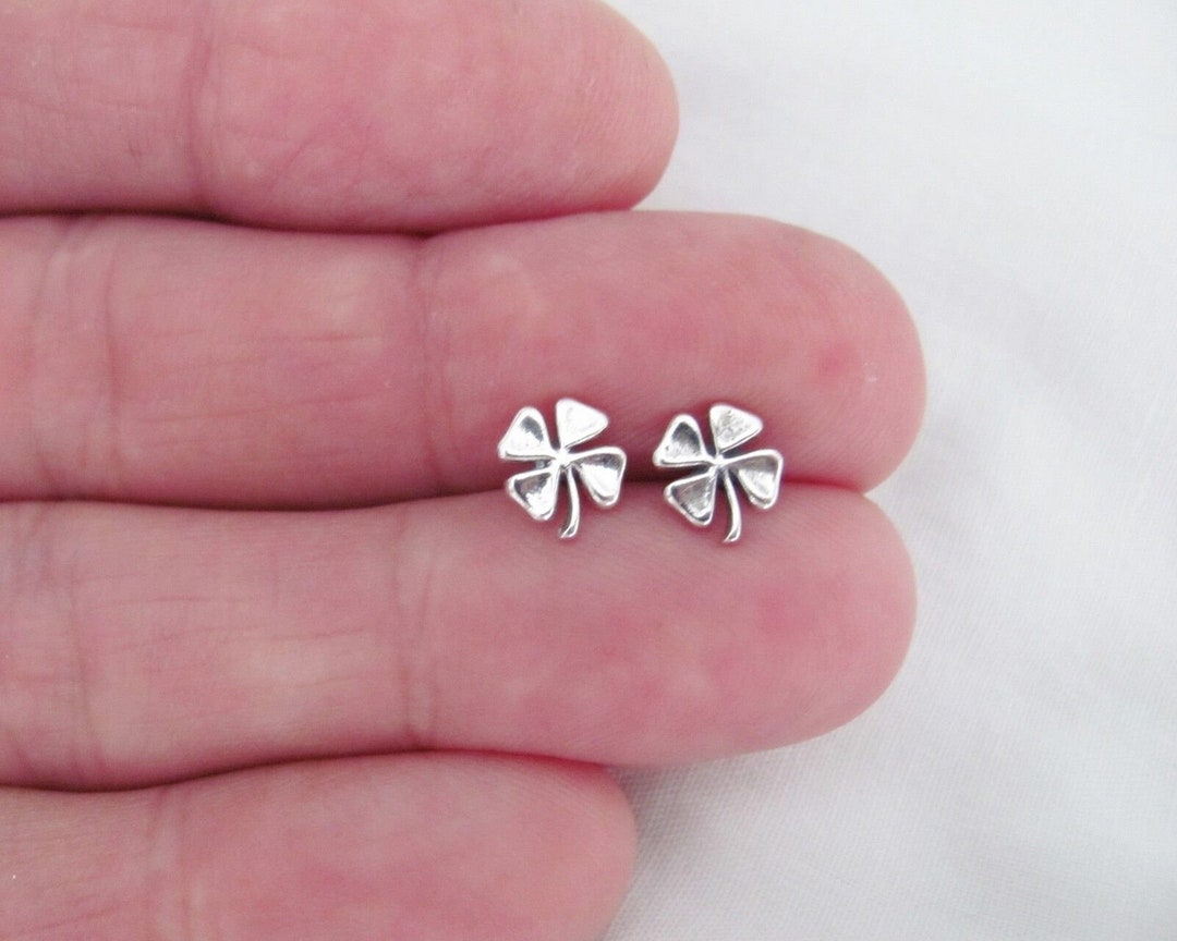 Sterling Silver 8mm Lucky 4 Leaf Clover With Hypo-allergenic Post Stud ...