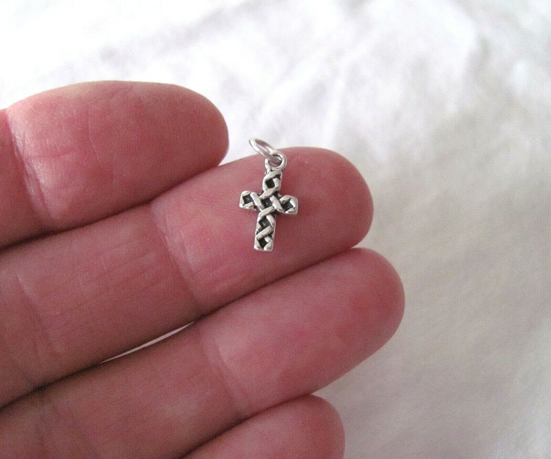 Very Small Solid Sterling Silver Celtic Cross Mini Tiny Charm. (brand ...