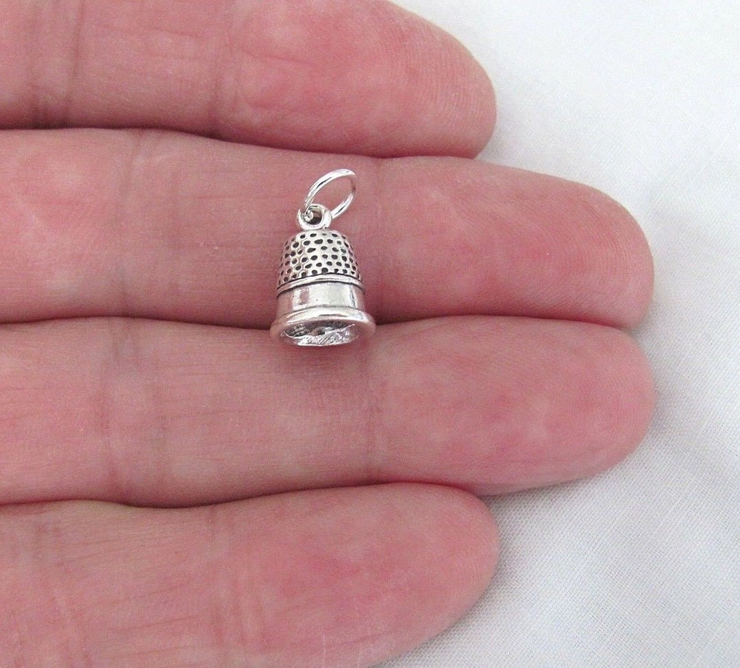 Solid Sterling Silver 3d Sewing Thimble Charm (brand New) - Etsy