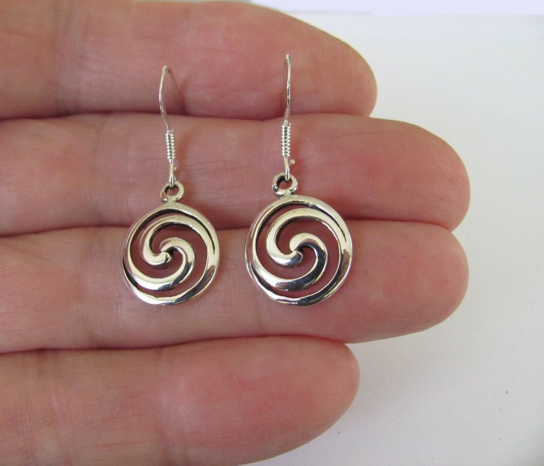 Solid Sterling Silver 14mm Spiral Swirl Hook Earrings 4563 (brand New ...
