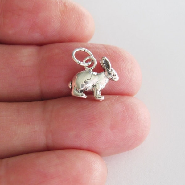 Sterling Silver Rabbit Charm - Etsy