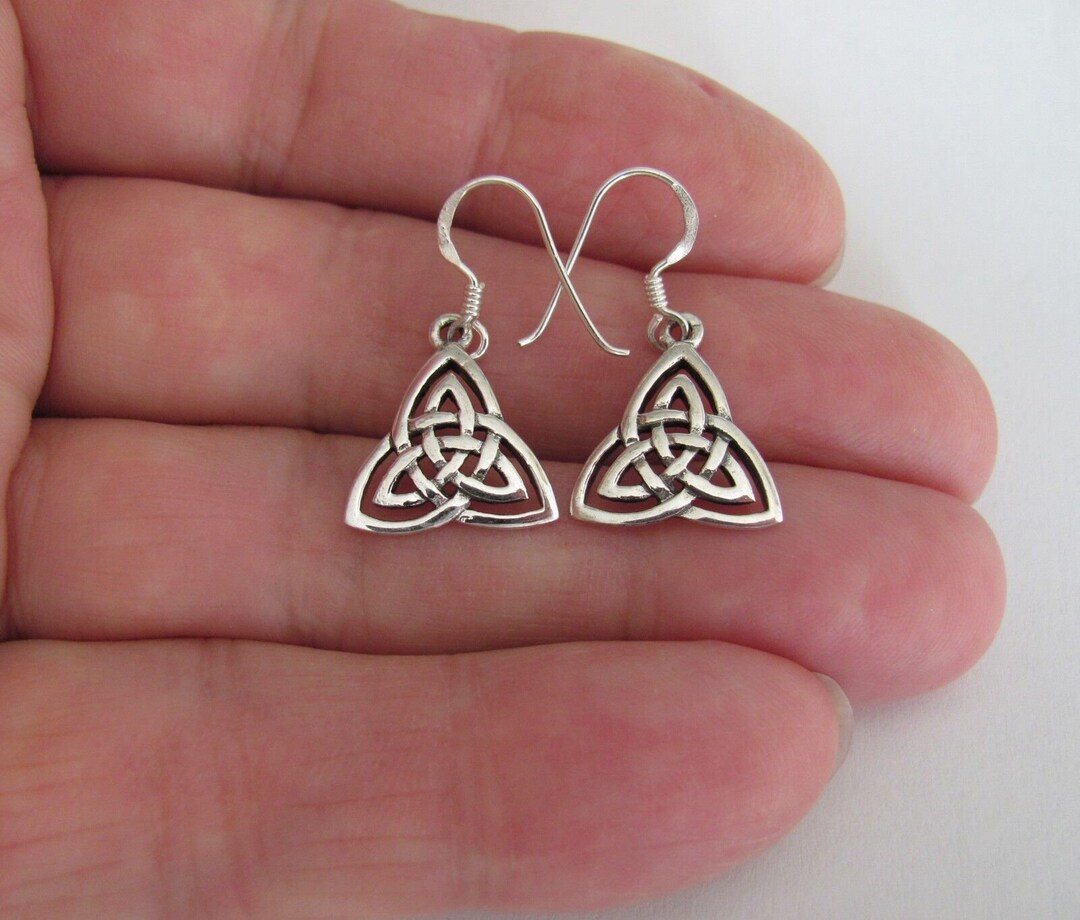 Solid Sterling Silver 17mm Celtic Trinity Hook Earrings 4567 (brand New ...
