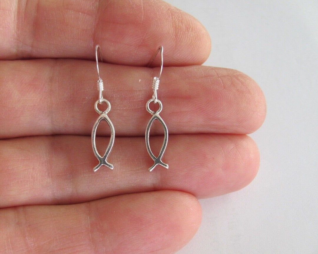 Solid Very Small Sterling Silver 17mm Ithacus Christian Fish Miniature ...