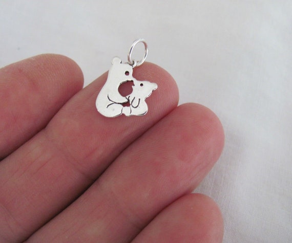 Very small Solid Sterling Silver kissing bears mini … - Gem
