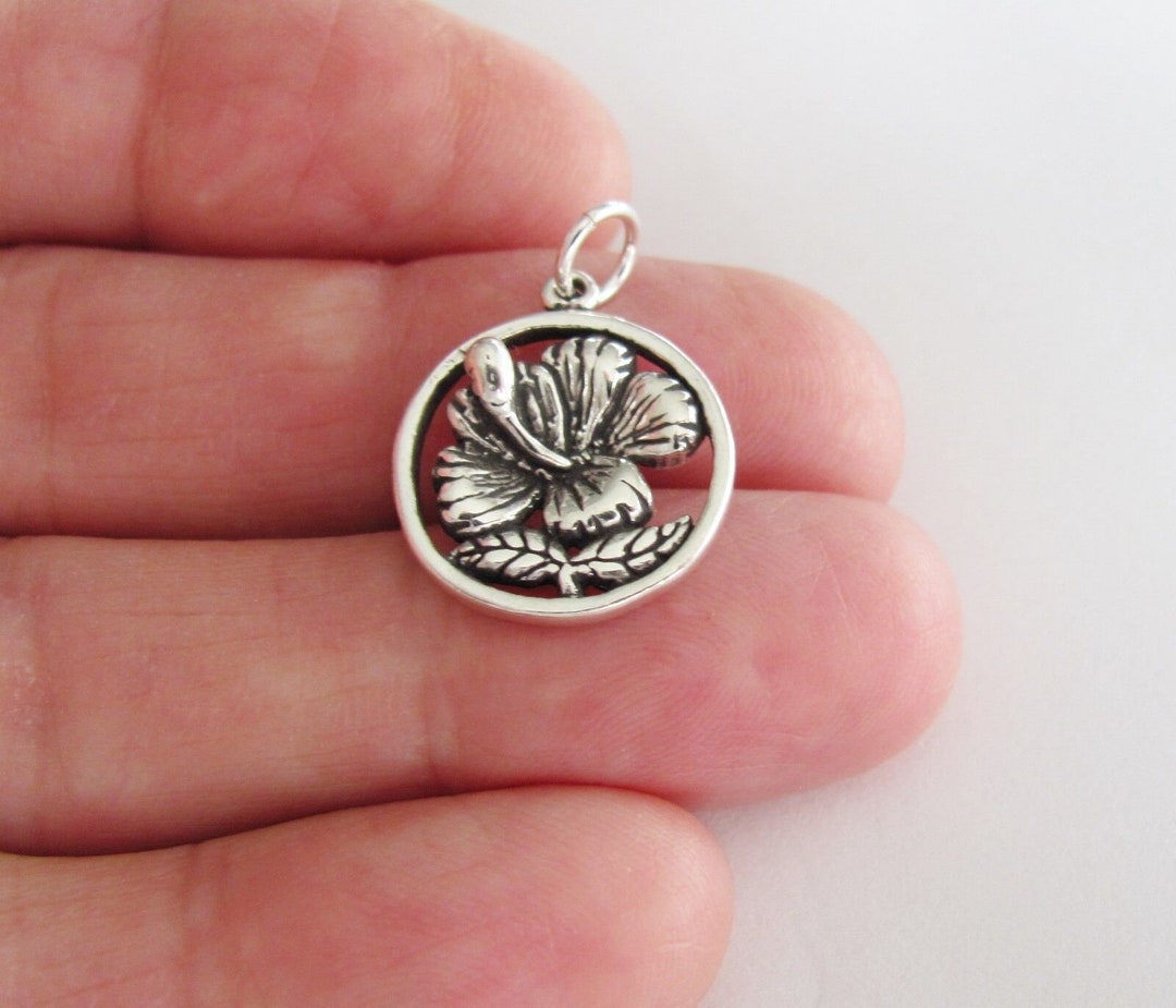 Solid Sterling Silver Hawaii Hibiscus Flower Charm (brand New) - Etsy