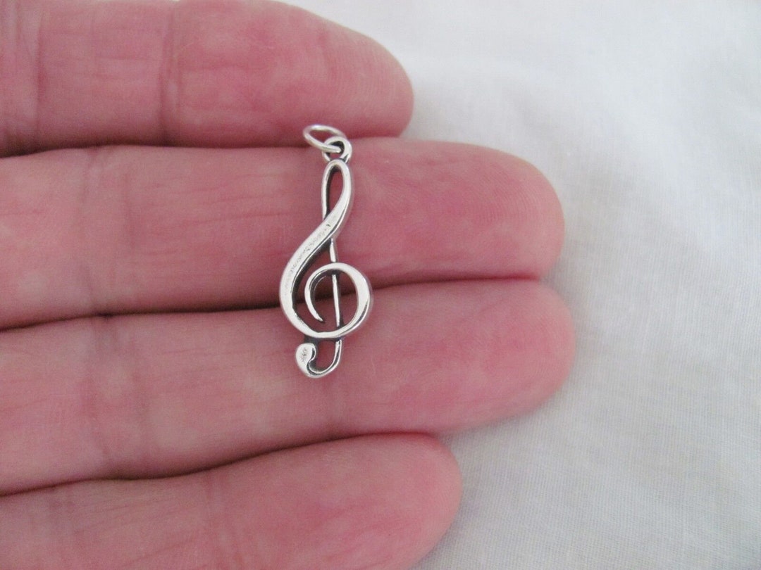 Solid Sterling Silver Music Clef Charm (brand New) - Etsy