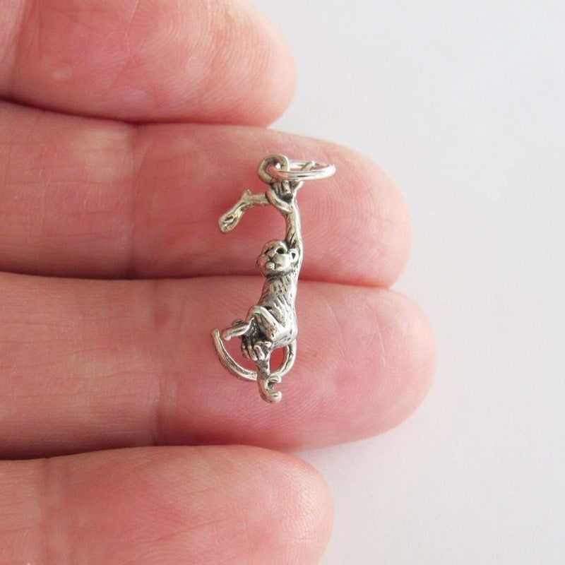 Vintage Silver Monkey Charm - Etsy